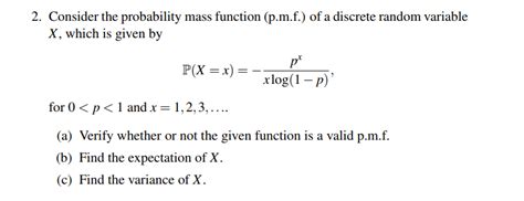 Solved Consider The Probability Mass Function P M F Of Chegg