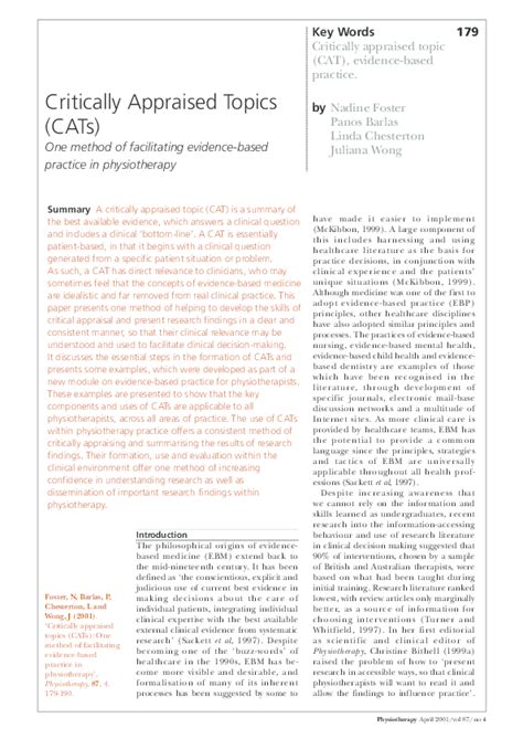Pdf Critically Appraised Topics Cats