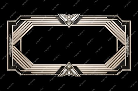 Premium Photo An Art Deco Style Frame On A Black Background