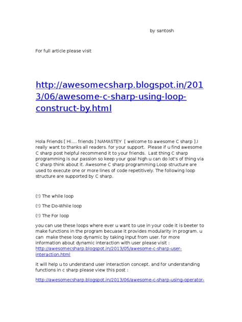 Pdf Awesome C Sharp Loops Dokumentips