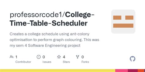 Github Professorcode1college Time Table Scheduler Creates A College