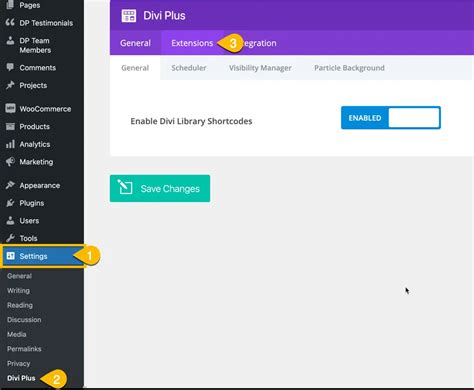 Enable Disable Extensions Divi Extended Documentation