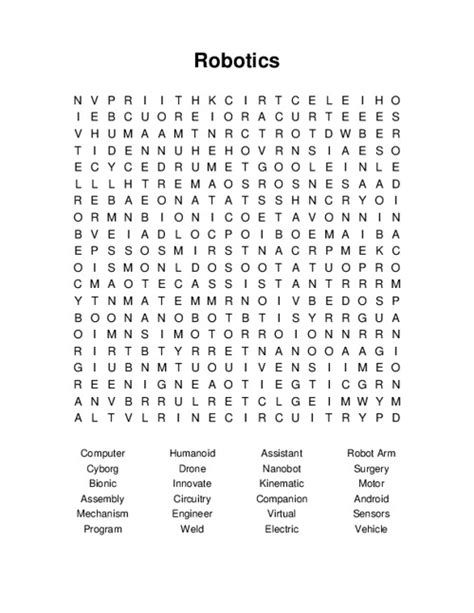 Robotics Word Search