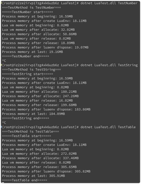 memory problem when running dotnet program with lua library on linux