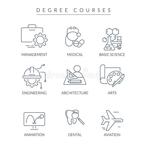 Degree Courses Education Master Set Stock Icon Stock Illustration