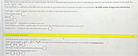 Solved Notice That This Line Touches The Curve At Exactly
