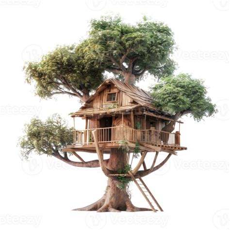 Treehouse Front View Full Length Isolate On Transparency Background PNG