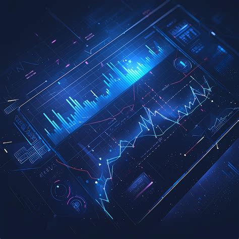 Intricate Blue Data Visualization Wall Premium Ai Generated Image