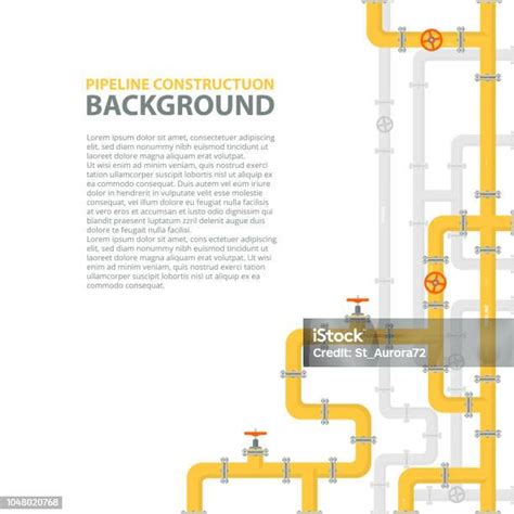 노란 파이프라인 산업 배경입니다 피팅 및 밸브 오일 물 또는 가스 파이프라인 평면 스타일에 벡터 그림입니다 가솔린에 대한 스톡 벡터 아트 및 기타 이미지 Istock