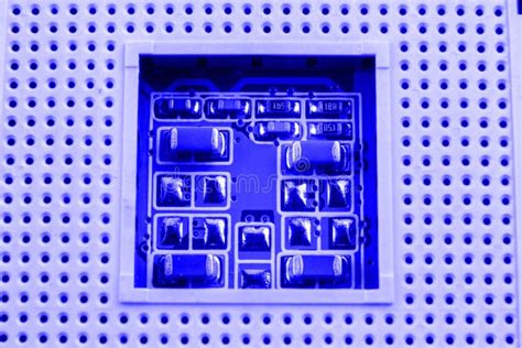 Cpu Socket On A Computer Motherboard Macro Close Stock Image Image Of