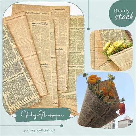 Jual Vintage Newspaper Cellophane Florist Paper Kertas Buket