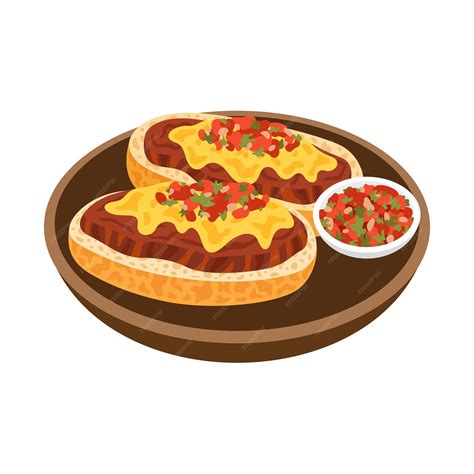 Premium Vector Mexican Dish Mollete Vector Illustration Mexican Cuisine