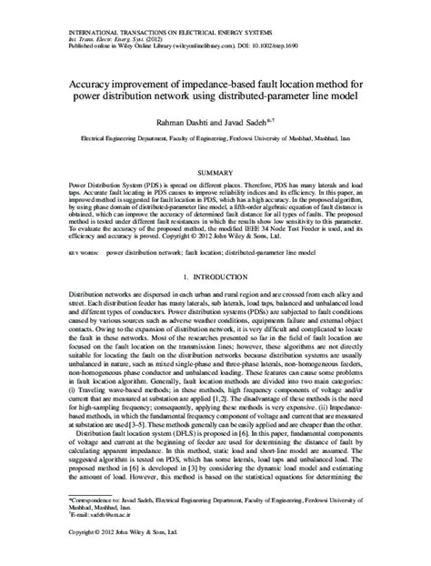 Pdf Accuracy Improvement Of Impedance Based Fault Location Method For Power Distribution