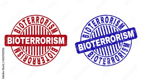 Grunge Bioterrorism Round Stamp Seals Isolated On A White Background Round Seals With Grunge