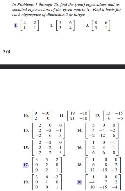 Solved In Problems Through Find The Real Eigenvalues Chegg Com