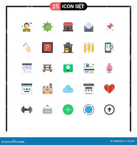 Set Of 25 Modern Ui Icons Symbols Signs For Pin Attach Shop Message