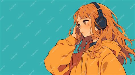 Premium Photo Anime Girl With Headphones On The Head