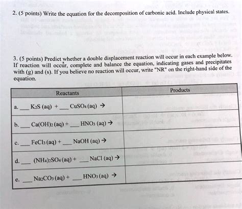 Solved 2 S Points Write The Equation For The Decomposition Of