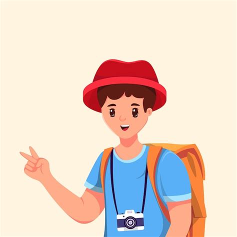 Premium Vector Young Man Traveling Character Design Illustration