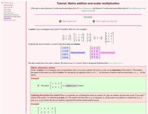 Finite Mathematics And Applied Calculus Matrix Addition And Scalar