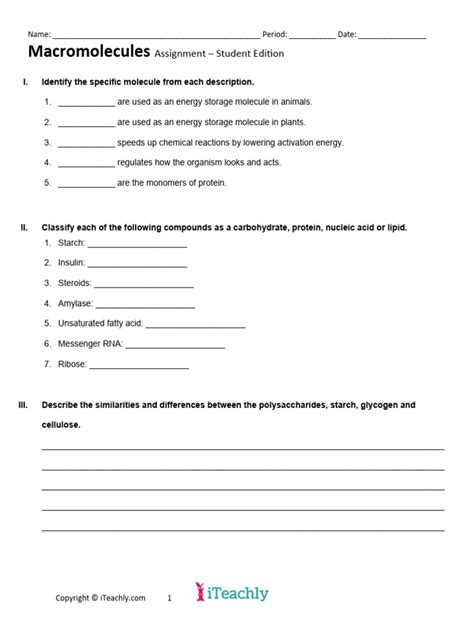 1 7 Assignment Se Macromolecules Pdf Wellness