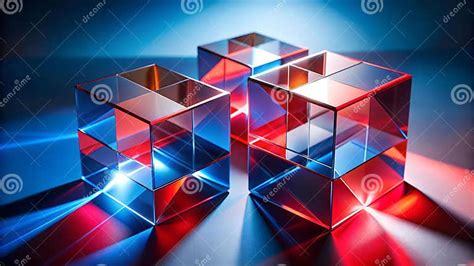 Abstract 3d Geometric Shapes In Red Blue And Gray Patterned