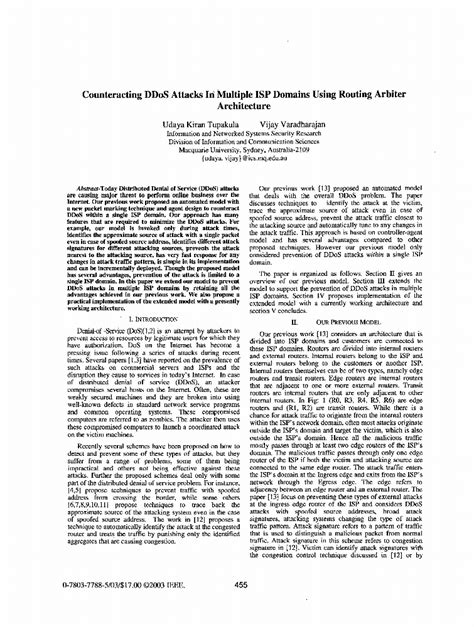 Counteracting Ddos Attacks In Multiple Isp Domains Using Routing