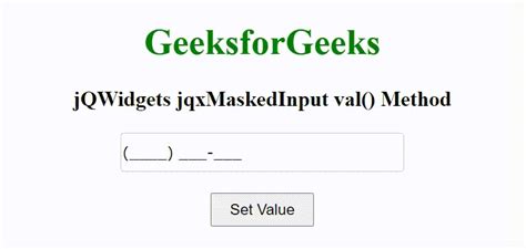 Jqwidgets Jqxmaskedinput Méthode Val Stacklima