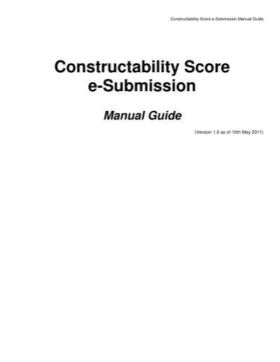 Constructability Score E Submission Guide Building And Construction