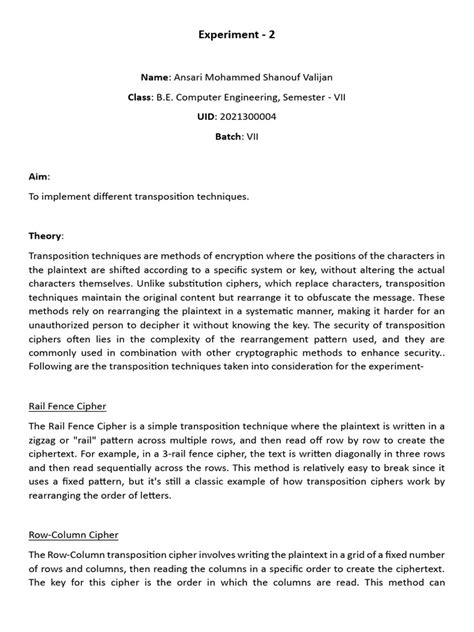 experiment 2 pdf encryption secrecy