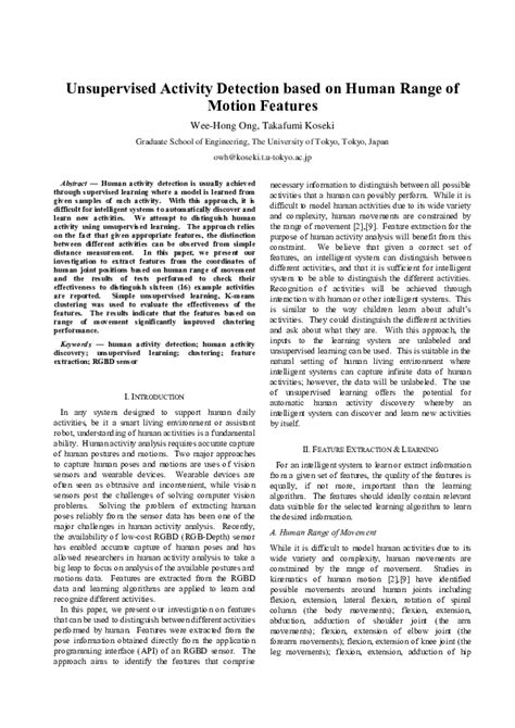 Pdf Unsupervised Activity Detection Based On Human Range Of Motion Features