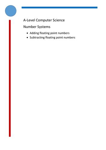 A Level Computer Science Adding And Subtracting Floating Point Binary