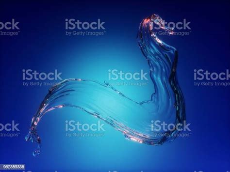 3d 렌더링 스플래시 취소 나선형 제트 액체 물 파도 반사 디지털 일러스트 레이 션 매력적인 라인 파란색 배경 강조 공중에 대한 스톡 사진 및 기타 이미지 Istock