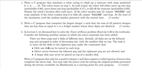 Solved 1 Write A C Program That Simulates A Robot Trying To