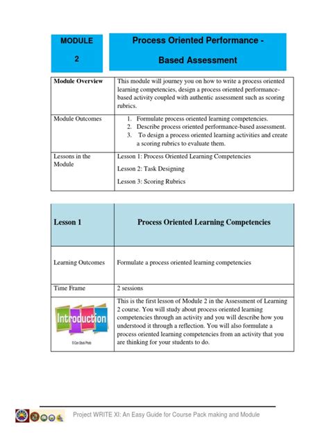 process oriented performance based assessment module overview pdf
