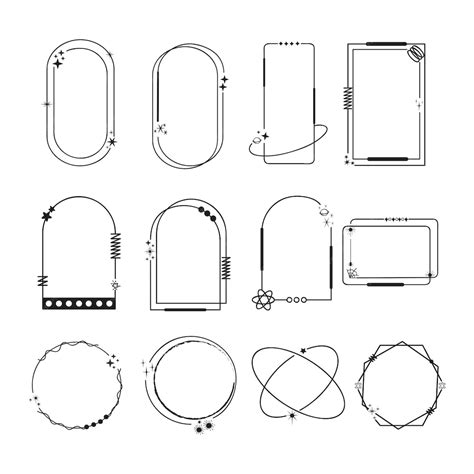 Premium Vector Modern Minimalist Aesthetic Line Frame Elements Trendy Linear Frames With Stars