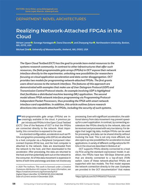 Leeser Et Al 2024 Realizing Network Attached Fpgas In The Cloud Pdf Field Programmable