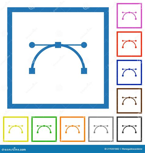 Vector Curve And Edit Points Flat Framed Icons Stock Vector Illustration Of Design Editable