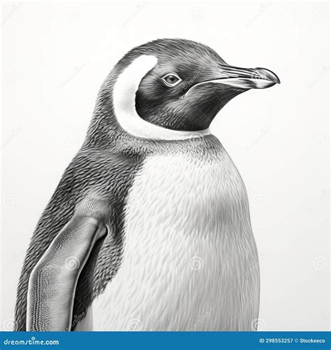 Realistic Hyper Detailed Penguin Pencil Drawing Stock Illustration Illustration Of