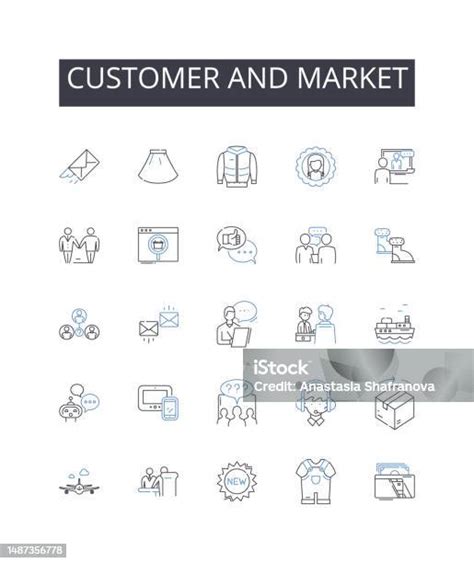 고객 및 시장 라인 아이콘 컬렉션입니다 효율성 혁신 접근성 편의성 속도 통합 개인화 벡터 및 선형 그림 보안 최적화 응답성 개요 표지판 세트 공기 역학에 대한 스톡 벡터