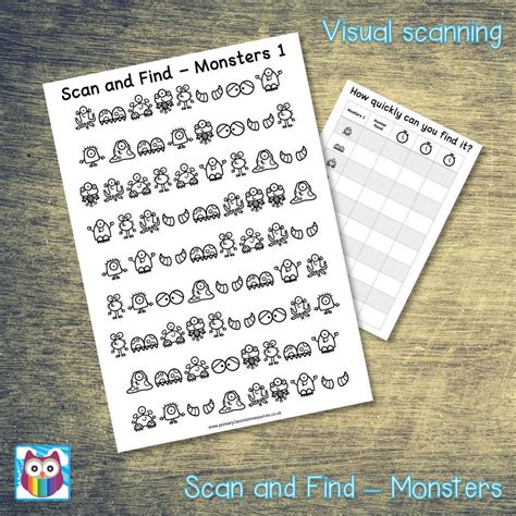 Scan And Find Monsters Visual Scanning Activity Primary Classroom Resources
