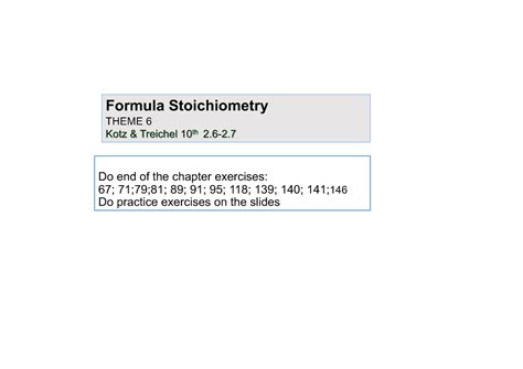 Theme 6 Formula Stoichiometry Theme 6 Kotz And Treichel 10 Th 2 2 Do
