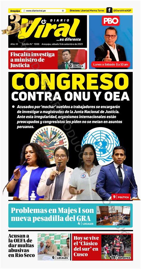 Portadas De Principales Diarios A Nivel Nacional Y Regional SÁbado 09