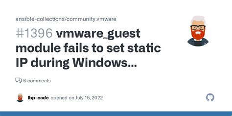 vmware guest module fails to set static ip during windows server vm