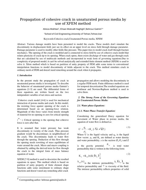 Pdf Propagation Of Cohesive Crack In Unsaturated Porous Media By Use Of Xfem Method