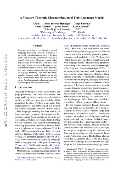 Pdf A Measure Theoretic Characterization Of Tight Language Models