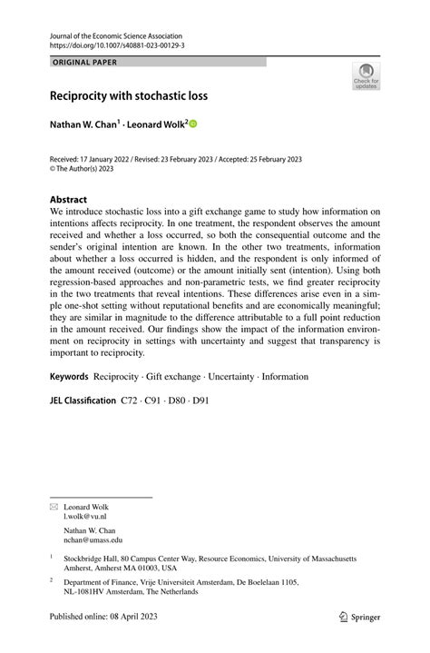 Pdf Reciprocity With Stochastic Loss