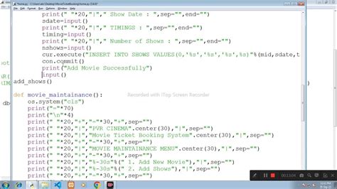 movie ticket booking python project pymysql database part ii youtube