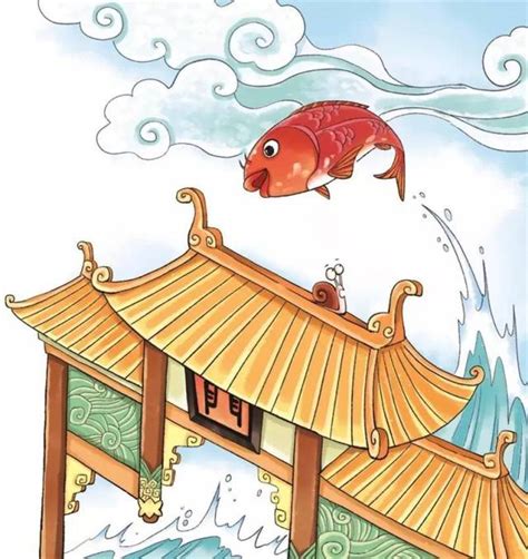 卡通鲤鱼跃龙门 壁纸 简笔画 大山谷图库