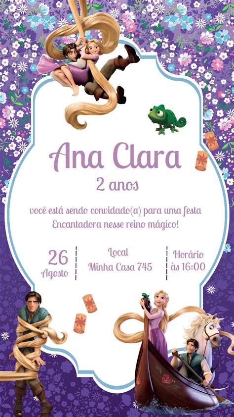 Convite Aniversario Enrolados Rapunzel En Invitaciones De
